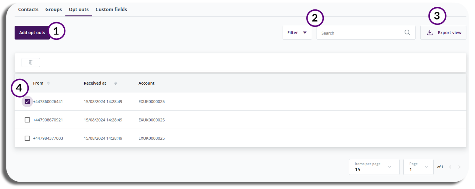Opt Outs - Esendex Support UK