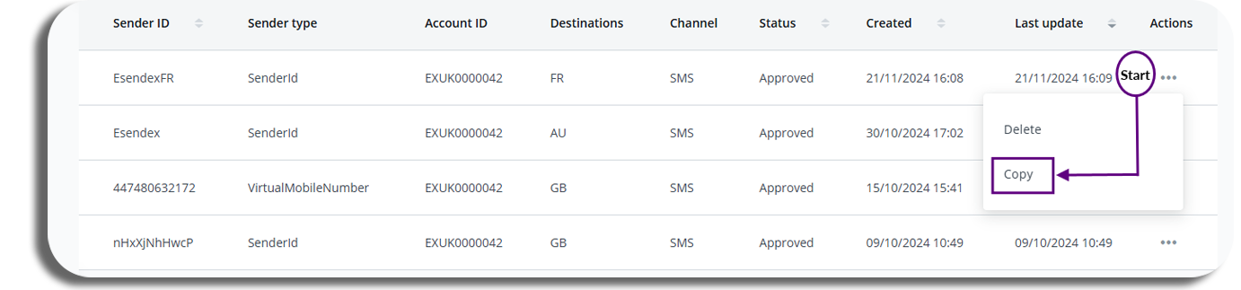 Sender Settings - Sender ID Registration - Esendex Support
